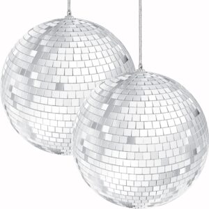 The Dreidel Company Mirror Disco Ball 4" Inch 4-Pack, Silver Hanging Ball with Attached String for Ring, Reflects Light, Fun Party Home Bands Decorations, Party Favor (4-Pack)