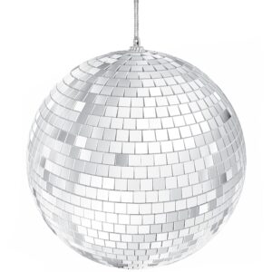 The Dreidel Company Mirror Disco Ball 4" Inch 4-Pack, Silver Hanging Ball with Attached String for Ring, Reflects Light, Fun Party Home Bands Decorations, Party Favor (4-Pack)