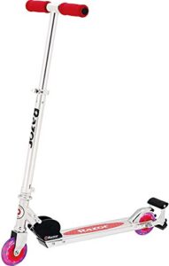 razor spark+ kick scooter - led light-up wheels, spark bar, lightweight aluminum frame, foldable, adjustable handlebars