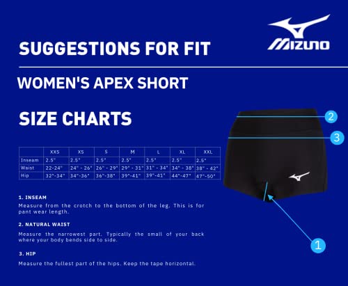 Mizuno Women's Apex 2.5" Inseam Volleyball Short, Black, Large