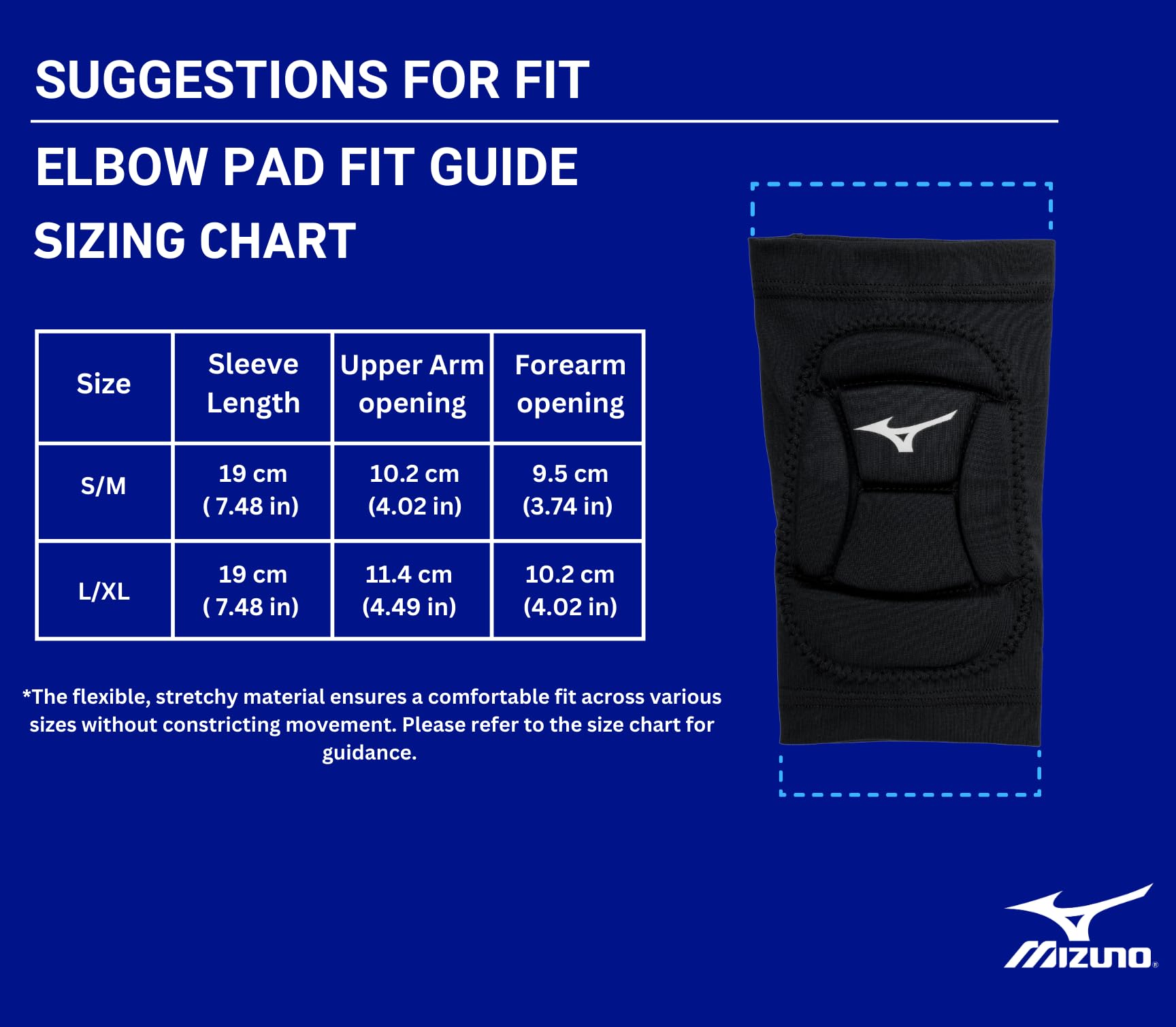 Mizuno MZO Elbow Pads, Black, Small/Medium