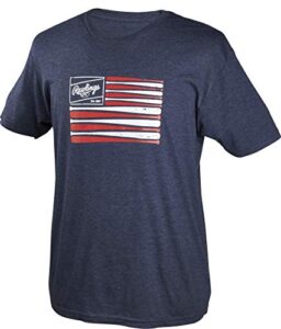 rawlings patch and bat flag branded t-shirt, navy blue, medium