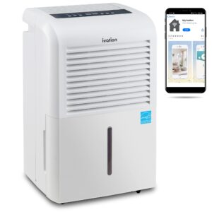 ivation 4,500 sq ft smart wi-fi energy star dehumidifier with app, continuous drain hose connector, programmable humidity, 2.25 gal reservoir for medium and large rooms (4,500 sq ft with pump)