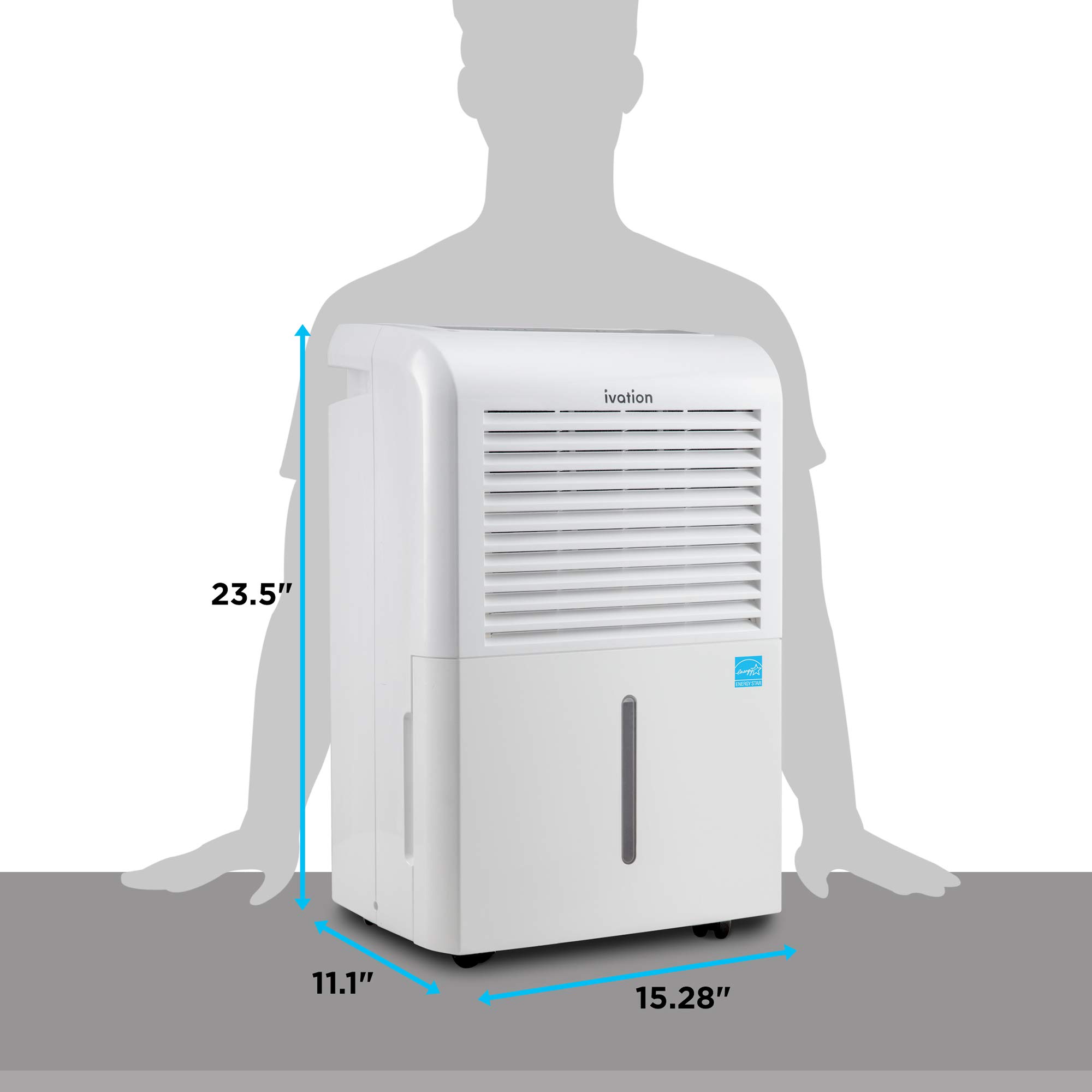 Ivation 4,500 Sq Ft Smart Wi-Fi Energy Star Dehumidifier with App, Continuous Drain Hose Connector, Programmable Humidity, 2.25 Gal Reservoir for Medium and Large Rooms (4,500 Sq Ft With Pump)