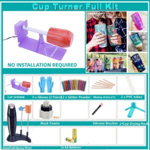 HXH Cup Turner Tumbler Cuptisserie Kit,Handheld Battery Epoxy Mixer,Cup Spinner for DIY Glitter Epoxy Crafts Tumblers