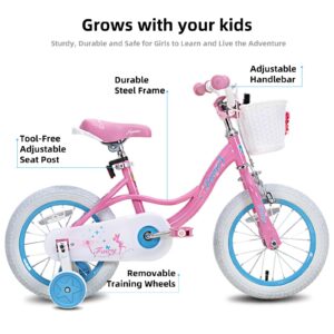 JOYSTAR 12 Inch Kids Bike for Ages 2 3 4 Years Girls, Toddler Bike with Training Wheels & Handbrake for 2-4 Years Old Child, Pink