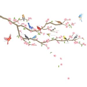 DECOWALL DAT-2004 Garden Birds on Tree Branch Kids Wall Stickers Wall Decals Peel and Stick Removable Wall Stickers for Kids Nursery Bedroom Living Room d?cor