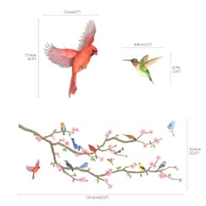 DECOWALL DAT-2004 Garden Birds on Tree Branch Kids Wall Stickers Wall Decals Peel and Stick Removable Wall Stickers for Kids Nursery Bedroom Living Room d?cor