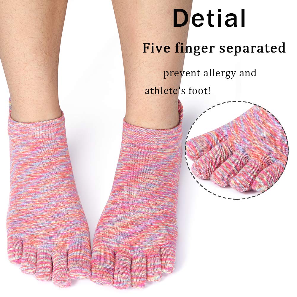 HABITER Women's Toe Socks No Show Cotton Five Finger Socks Athletic Running 4 Pack(Dye01)