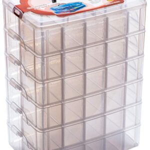 Sooyee 6 Layers Stackable Storage Container Clear 60 Adjustable Compartments,Compatible with Small Toys Arts and Crafts Piping Tips Hardware Storage Organizer