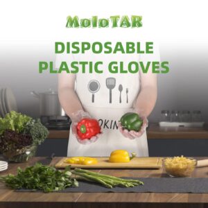 MoloTAR 100 pcs Plastic Disposable Gloves,Disposable Gloves, One Size Fits Most