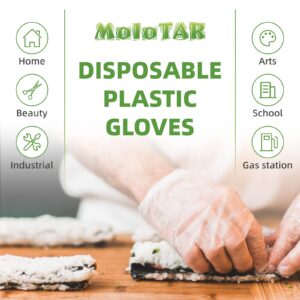 MoloTAR 100 pcs Plastic Disposable Gloves,Disposable Gloves, One Size Fits Most