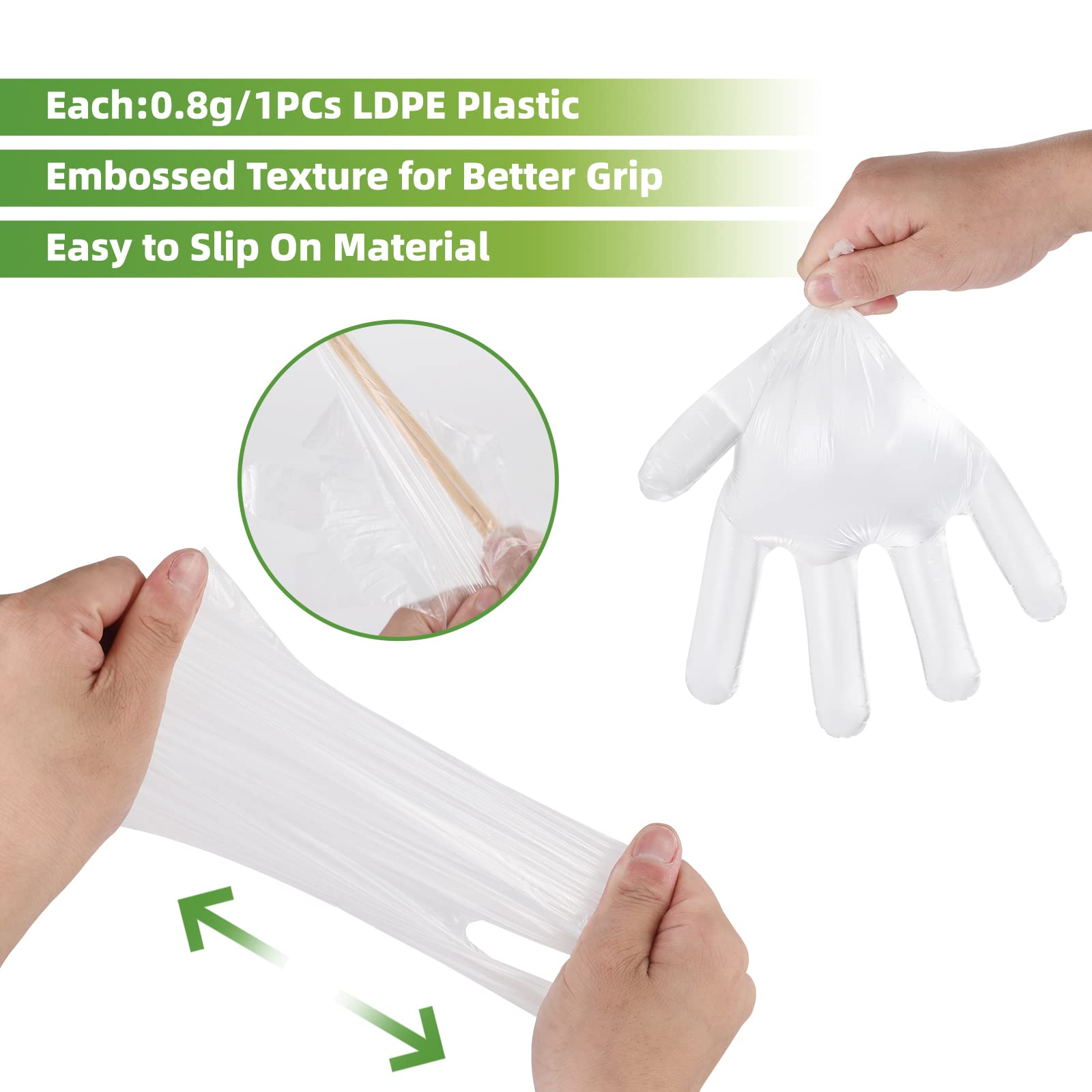 MoloTAR 100 pcs Plastic Disposable Gloves,Disposable Gloves, One Size Fits Most