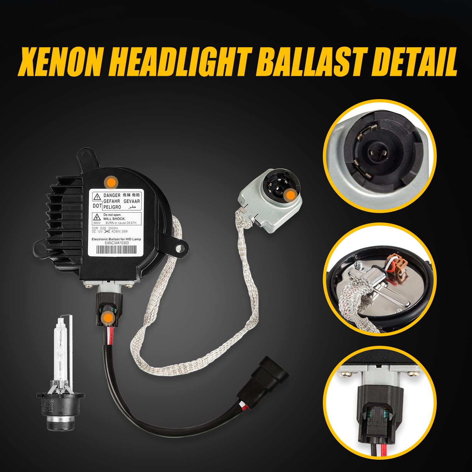 RANSOTO Xenon HID Headlight Ballast Control Unit with Igniter & D2S Bulb Compatible with Nissan 350z 370z Altima Murano Rogue Infiniti G35 G37 Fx35 Fx45 Qx56 Qx70 Replaces 28474-89904 28474-8991A