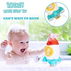 Baby Bath Toy, Spray Water Bathtub Toy, Space Rocket Fountain Shower Toys, Fun Bath Time Tub Toy,Gift for 18 Months,2,3 Year Olds Infants Toddlers Boys Girls Kids Children