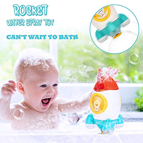 Baby Bath Toy, Spray Water Bathtub Toy, Space Rocket Fountain Shower Toys, Fun Bath Time Tub Toy,Gift for 18 Months,2,3 Year Olds Infants Toddlers Boys Girls Kids Children