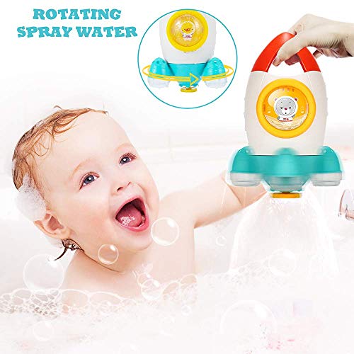 Baby Bath Toy, Spray Water Bathtub Toy, Space Rocket Fountain Shower Toys, Fun Bath Time Tub Toy,Gift for 18 Months,2,3 Year Olds Infants Toddlers Boys Girls Kids Children