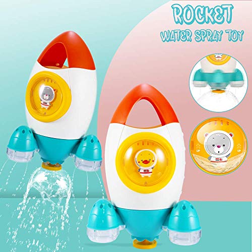 Baby Bath Toy, Spray Water Bathtub Toy, Space Rocket Fountain Shower Toys, Fun Bath Time Tub Toy,Gift for 18 Months,2,3 Year Olds Infants Toddlers Boys Girls Kids Children