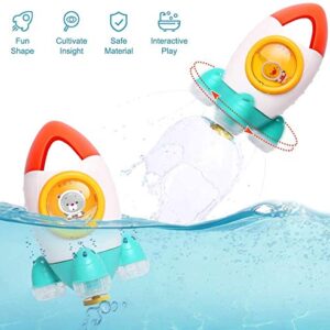 Baby Bath Toy, Spray Water Bathtub Toy, Space Rocket Fountain Shower Toys, Fun Bath Time Tub Toy,Gift for 18 Months,2,3 Year Olds Infants Toddlers Boys Girls Kids Children