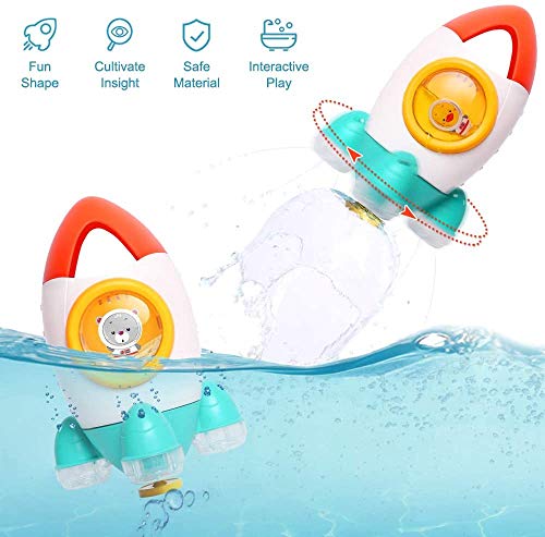 Baby Bath Toy, Spray Water Bathtub Toy, Space Rocket Fountain Shower Toys, Fun Bath Time Tub Toy,Gift for 18 Months,2,3 Year Olds Infants Toddlers Boys Girls Kids Children