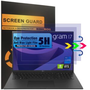 2 pack anti blue light screen protector for lg gram 17 17z90s/17z90q/17zb90r/17z90r & lg ultrapc 17u70p/17u70q laptop (17 inch),-blocking blue light-anti glare anti fingerprint shield