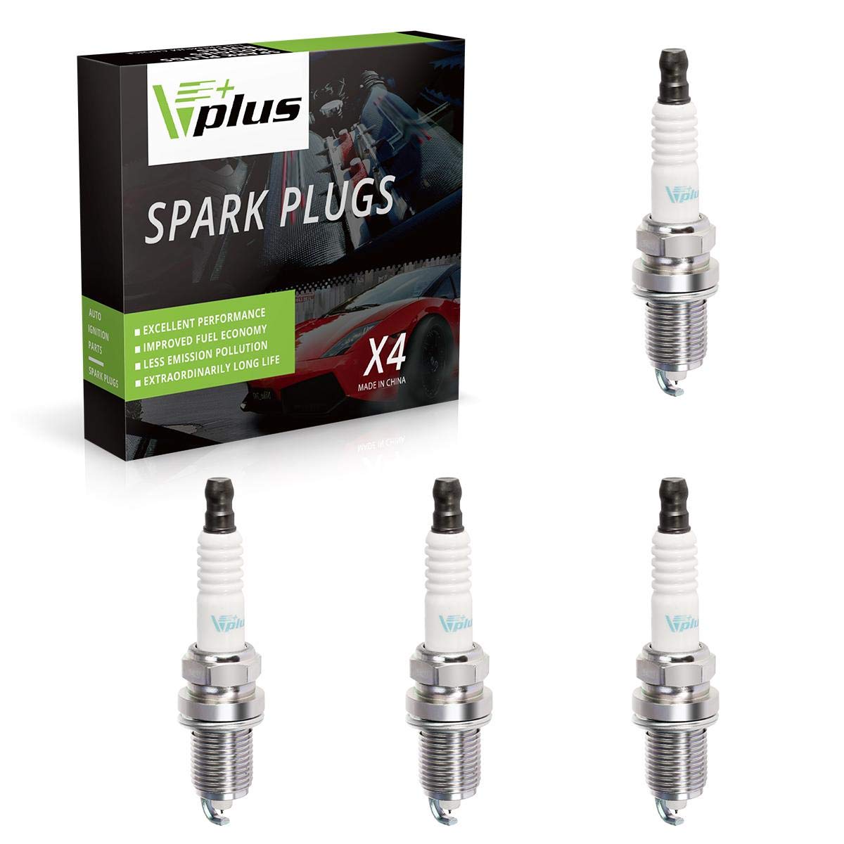 Vplus Iridium Spark Plug 4pcs 9203 2477 Compatible with Chrysler Dodge Honda Hyundai Isuzu Jeep Kia Mazda 1.5L 1.6L 1.8L 2.0L 2.2L 2.3L 2.4L 2.5L 2.6L L4 Engine Replaces XP985 XP5224 ZFR5FIX-11