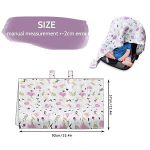 Muslin Baby Car Seat Cover for Boys Girls, Infant Car Seat Canopy, Summer Car Seat Tent Lightweight Breathable, Pink Flower