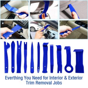 BYNIIUR Trim Removal Tool,Auto Push Pin Bumper Retainer Clip Set Fastener Terminal Remover Tool Adhesive Cable Clips Pry Kit Car Panel Radio Removal Auto Clip Pliers, Blue