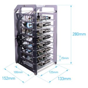 GeeekPi Cluster Case for Raspberry Pi, Pi Rack Case Stackable Case with Cooling Fan 120mm RGB LED 5V Fan for Raspberry Pi 4B/3B+/3B/2B/B+ and Jetson Nano (8-Layers)