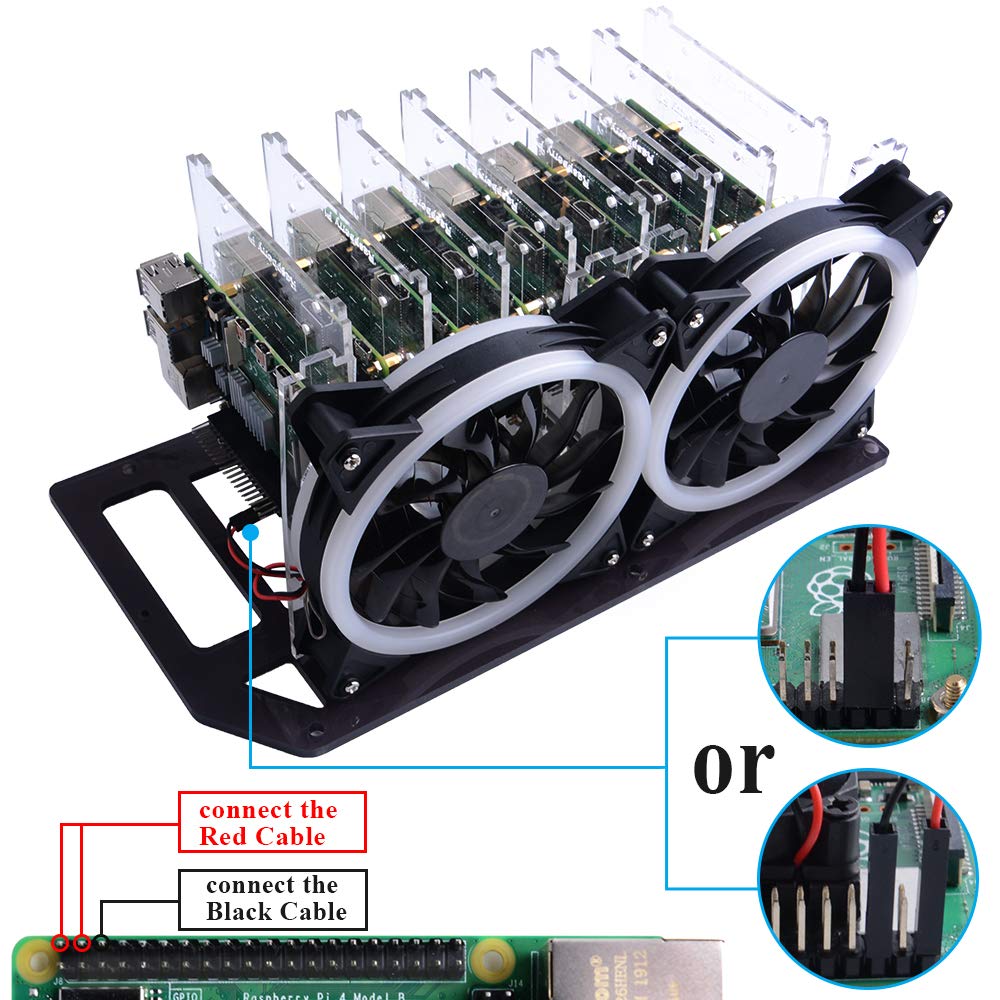 GeeekPi Cluster Case for Raspberry Pi, Pi Rack Case Stackable Case with Cooling Fan 120mm RGB LED 5V Fan for Raspberry Pi 4B/3B+/3B/2B/B+ and Jetson Nano (8-Layers)