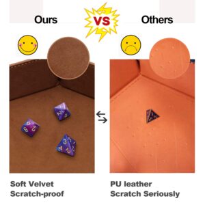 K.T. Fancy Dice Tray 8 Pieces Folding D&D Dice Tray Dice Holder Storage Box for Dice Rolling Tray PU Leather and Velvet.