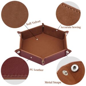 K.T. Fancy Dice Tray 8 Pieces Folding D&D Dice Tray Dice Holder Storage Box for Dice Rolling Tray PU Leather and Velvet.