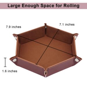 K.T. Fancy Dice Tray 8 Pieces Folding D&D Dice Tray Dice Holder Storage Box for Dice Rolling Tray PU Leather and Velvet.