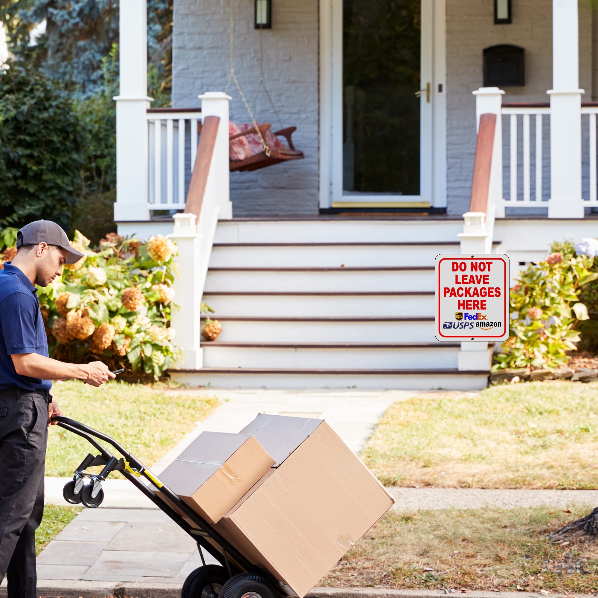 Do NOT Leave Packages Here Delivery Sign for Delivery Driver - Delivery Instructions for My Packages from Amazon, FedEx, USPS, UPS - Indoor Outdoor Delivery Signs for Home, Office, Work - 8.5" x 10"