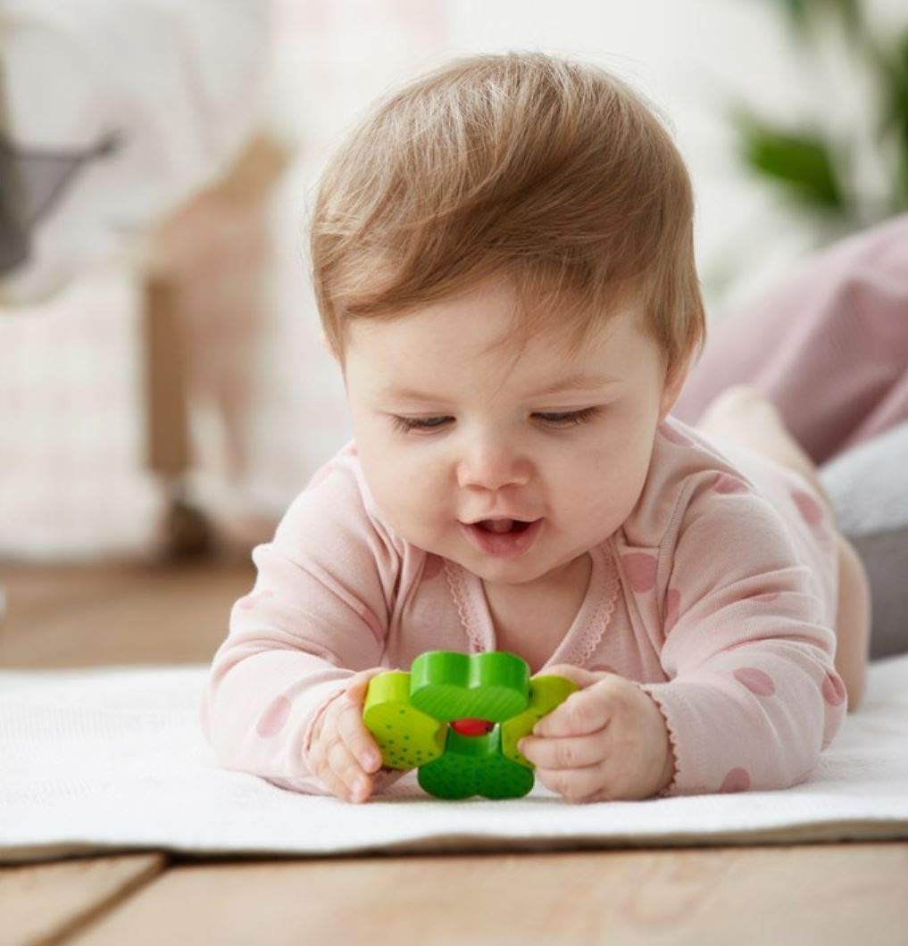 HABA Shamrock Wooden Baby Toy with Metal Bell (Made in Germany)