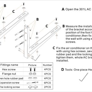 TAKTOPEAK Mini Split Mounting Brackets, Folded Wall Mount for Mini Split from 7000 BTU to 12000 BTU