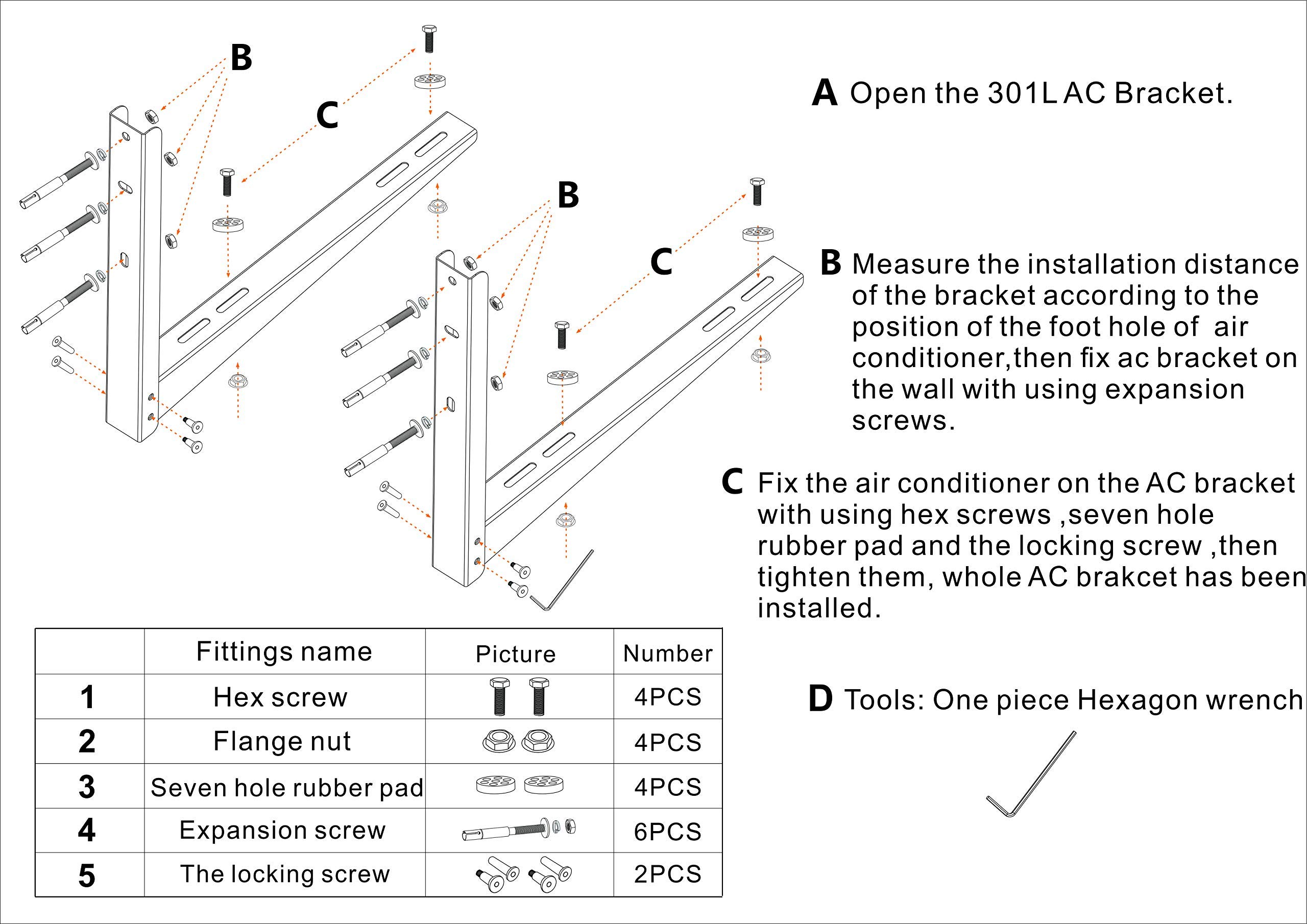 TAKTOPEAK Mini Split Mounting Brackets, Folded Wall Mount for Mini Split from 7000 BTU to 12000 BTU