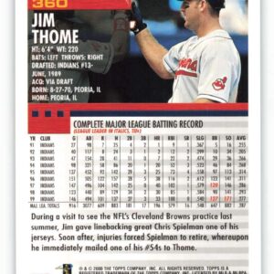 2000 Topps #360 Jim Thome NM-MT Cleveland Indians Baseball