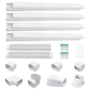 taktopeak 3'' 17 ft [quick installation] pvc decorative line cover kit for ductless mini split air conditioners, central ac and heat pump systems