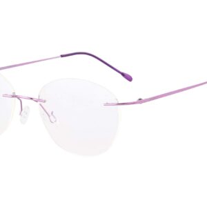 SHINU Titanium Blue Light Blocking Computer Glasses Rimless Frame-JATT1022(C3,CR39-0)