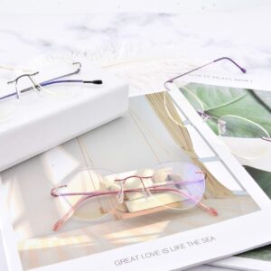 SHINU Titanium Blue Light Blocking Computer Glasses Rimless Frame-JATT1022(C3,CR39-0)