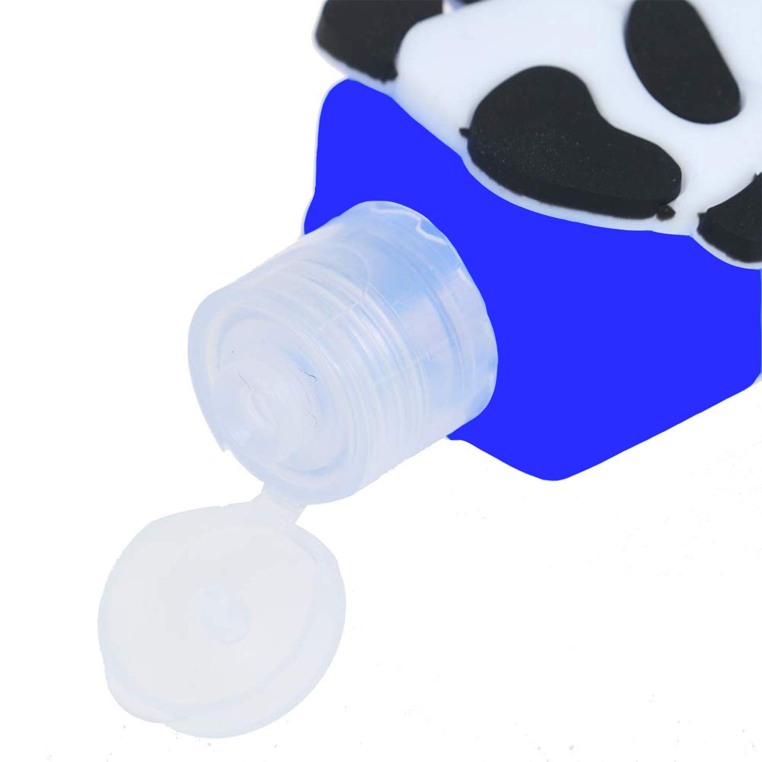 VHOPMORE 6Pcs Kids Portable Empty Travel Bottles Hand Sanitizer Holder Cute Panda 1 oz Leak Proof Refillable Plastic Bottles Travel Containers with Detachable Silicone Case for Liquid Soap, Lotion