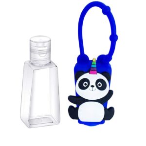 VHOPMORE 6Pcs Kids Portable Empty Travel Bottles Hand Sanitizer Holder Cute Panda 1 oz Leak Proof Refillable Plastic Bottles Travel Containers with Detachable Silicone Case for Liquid Soap, Lotion