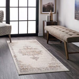 nuloom vintage medallion liliana accent rug, 2x3, beige