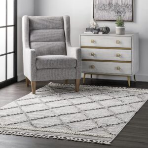 nuloom skylar geometric trellis tassel area rug, 7x9, beige