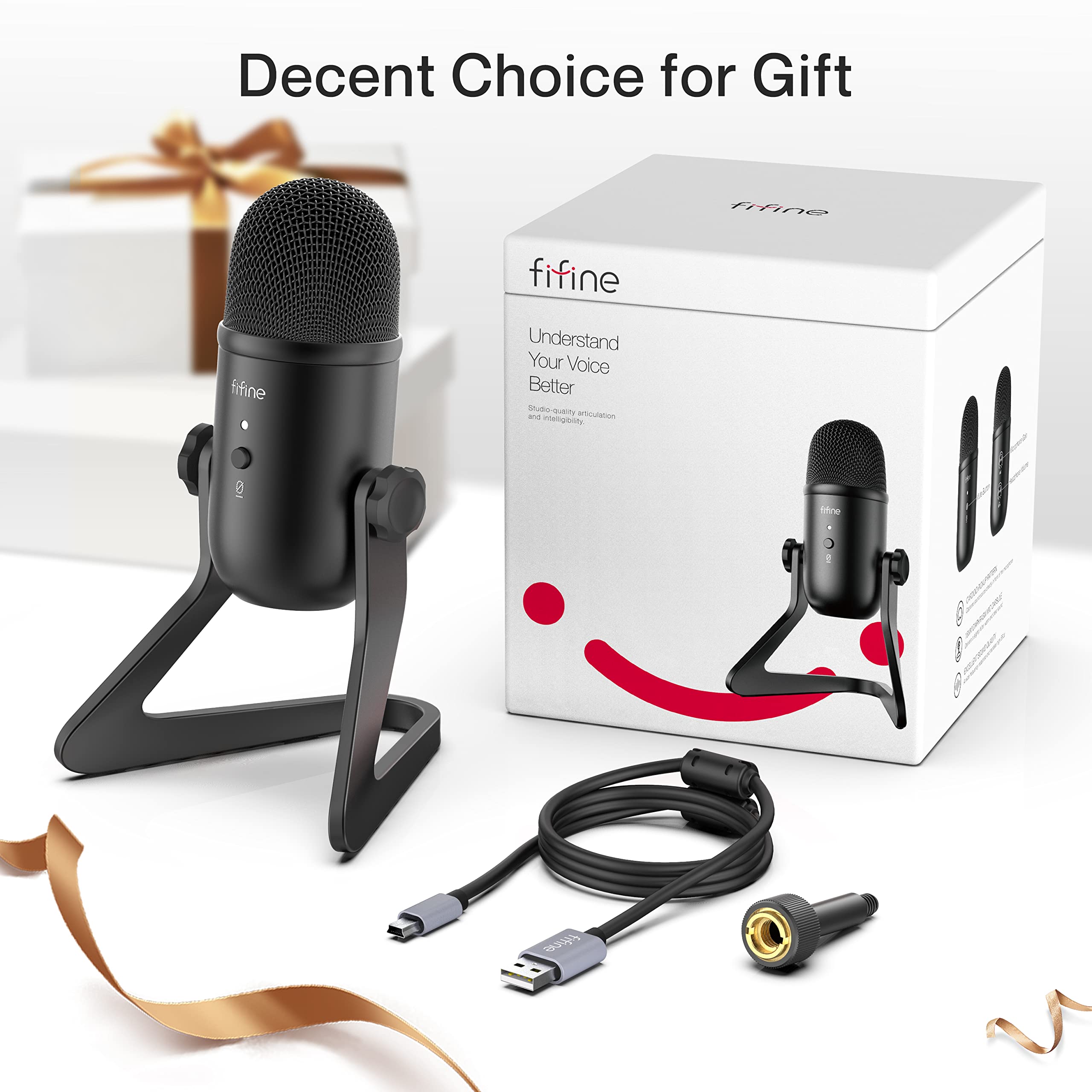 FIFINE USB Podcast Microphone for Recording Streaming, Condenser Computer Gaming Mic for PC Mac PS4. Headphone Output&Volume Control, Mic Gain Control, Mute Button for Vocal, YouTube. (K678)