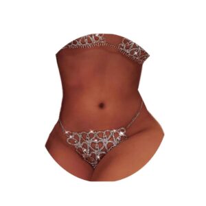 Nieeweiy (Gold) Body Chain Jewelry Women Bikini Rhinestone Underwear Waist Belly Chain Blingbling Crystal Thong Night Jewelry for Women