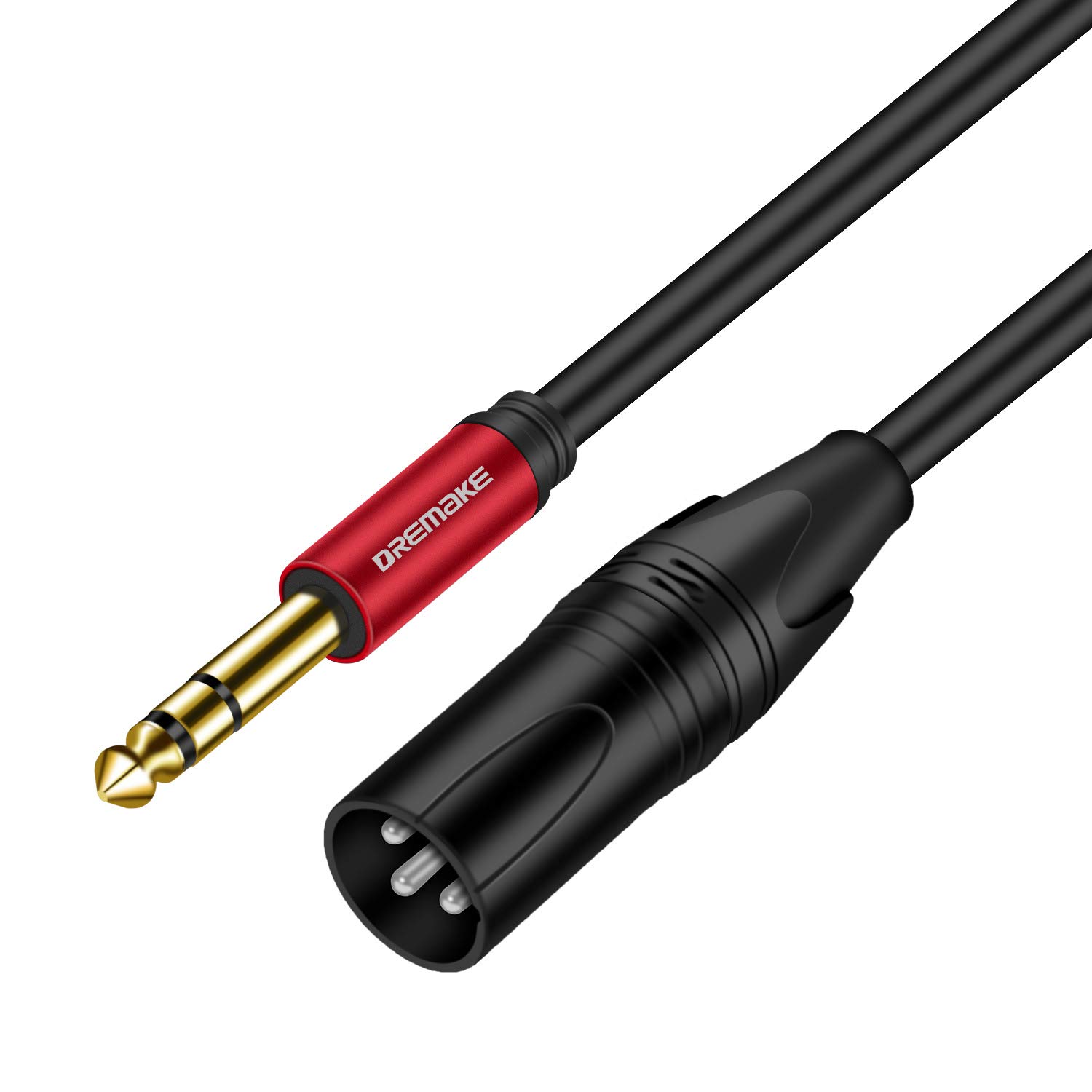 DREMAKE 40 Foot TRS Stereo 6.35mm 1/4 Inch to XLR Balanced Mic Cable Male to Male Audio Patch Cord for Speakers, Amplifier