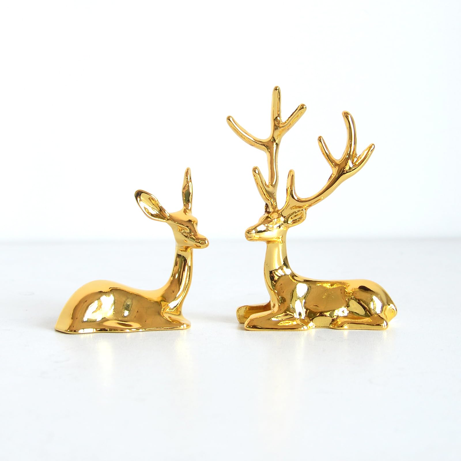 Ardax Golden Home Décor Deer Figurines,Small Animal Statue Handmade Sculpture Ornament (1 Pair)