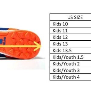 KELME Laceless Soccer Shoes for Kids and Youth – Soccer Cleats Turf or Futsal – Boys/Girls – Indoor or Outdoor Football Boots (Blue/Orange, 4)